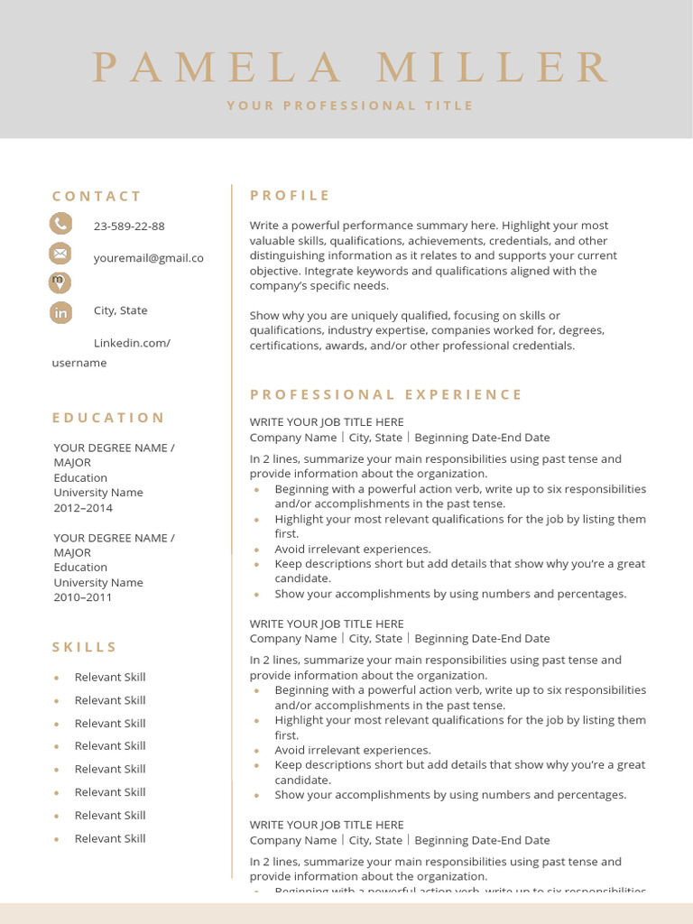 Resume Template gray | PDF | Résumé
