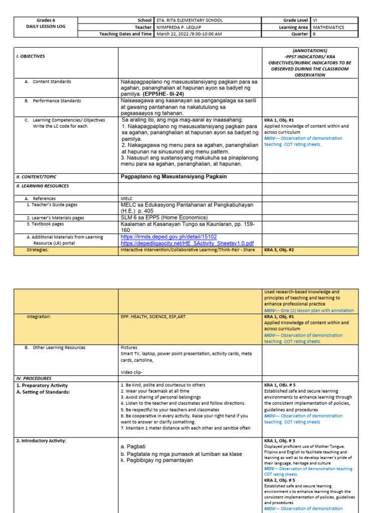 COT-DLP-EPP Agoylo | PDF | Learning | Cognitive Science