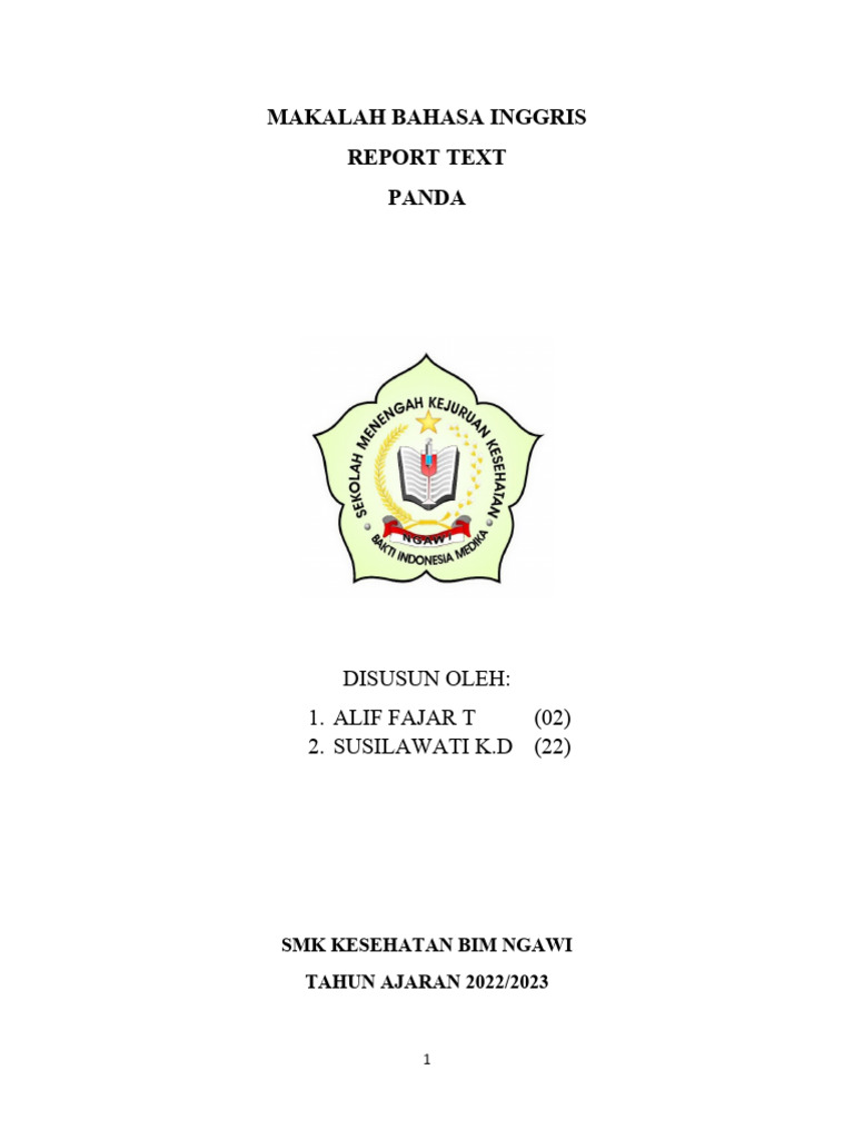 Makalah Report Text Xii | PDF | Giant Panda | Verb