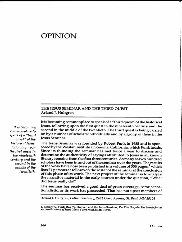 The Jesus Seminar's Third Quest Explained | PDF | Jesus | Gospel Of John