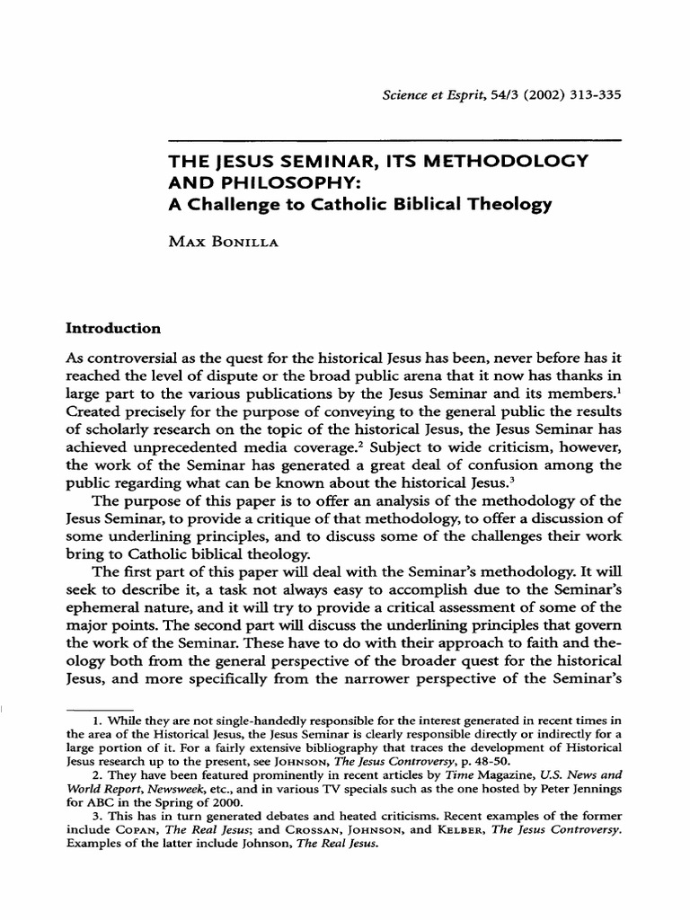The Jesus Seminar, Its Methodology | PDF | Jesus | Miracle