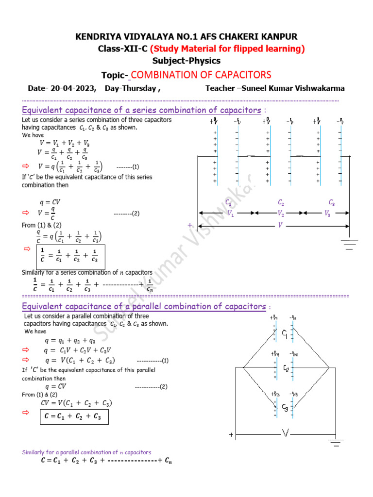 Bination of Capacitors | PDF | Capacitance | Capacitor