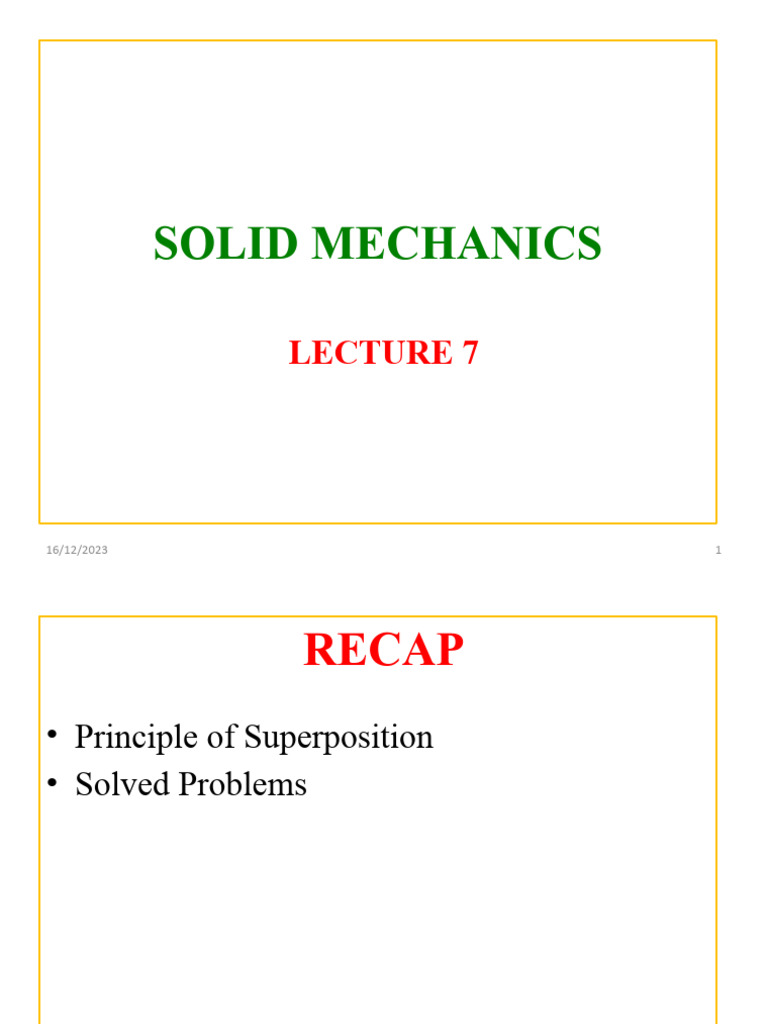 Lecture 7 Solid Mechanics | PDF | Teaching Methods & Materials ...