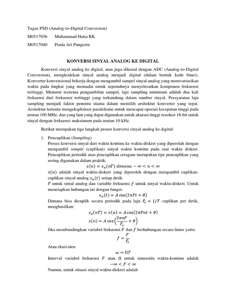 Konversi Sinyal Analog Ke Digital | PDF | Metode & Bahan Ajar