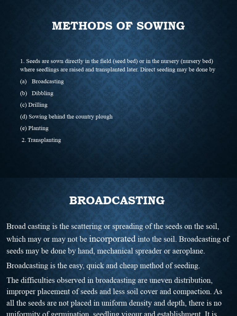 Methods of Sowing | PDF | Sowing | Plough