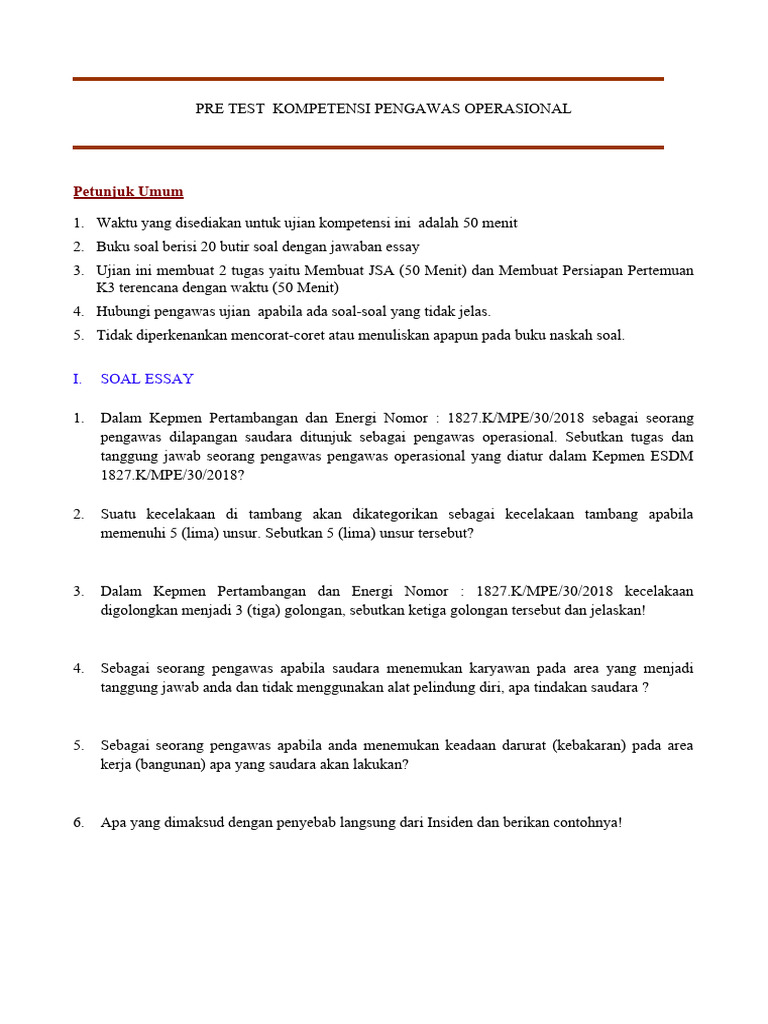 09 - Soal Pre Test - POP | PDF