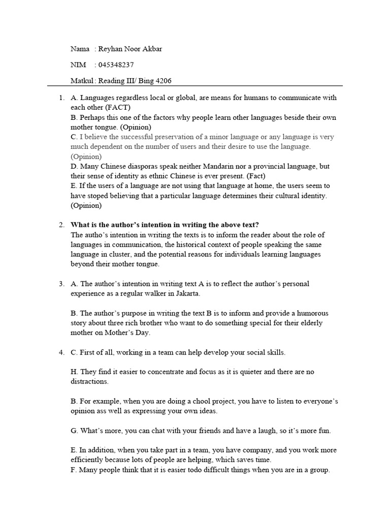 Tugas 3 Reading III Reyhan Noor Akbar | PDF | Human Communication | Communication