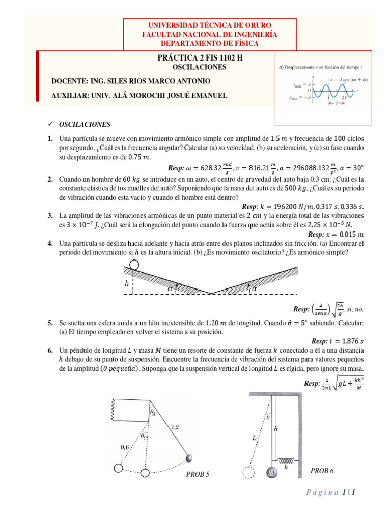 Aux Práctica N°2 Fis1102H | PDF | Oscilación | Mecánica