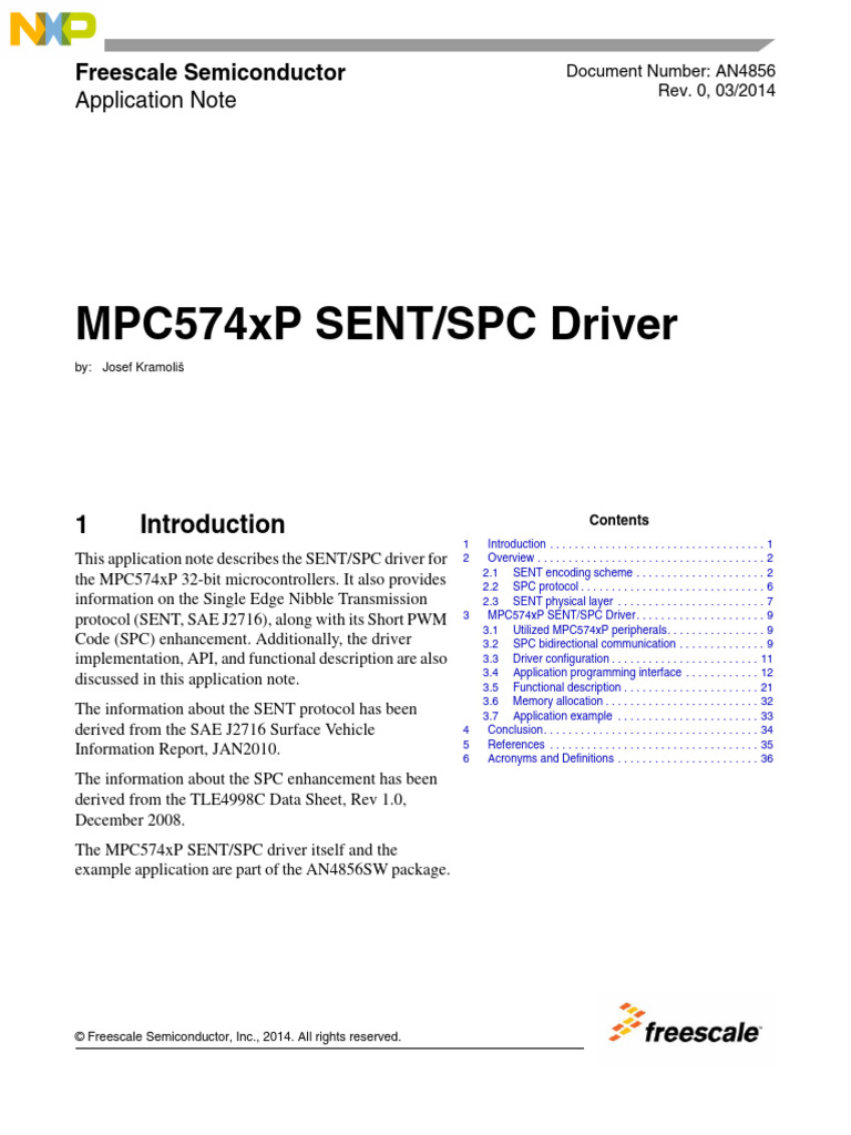 MPC574xP SENT-SPC Driver (AN4856) | PDF | Electromagnetic Compatibility ...