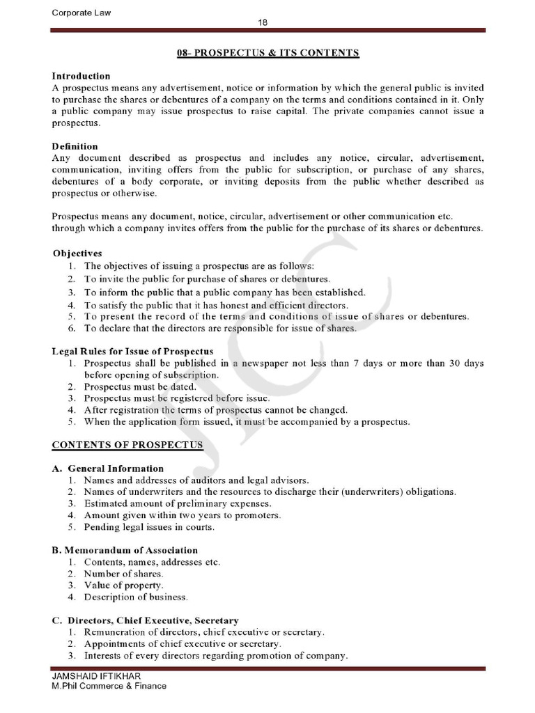 08-Prospectus and Its Contents | PDF