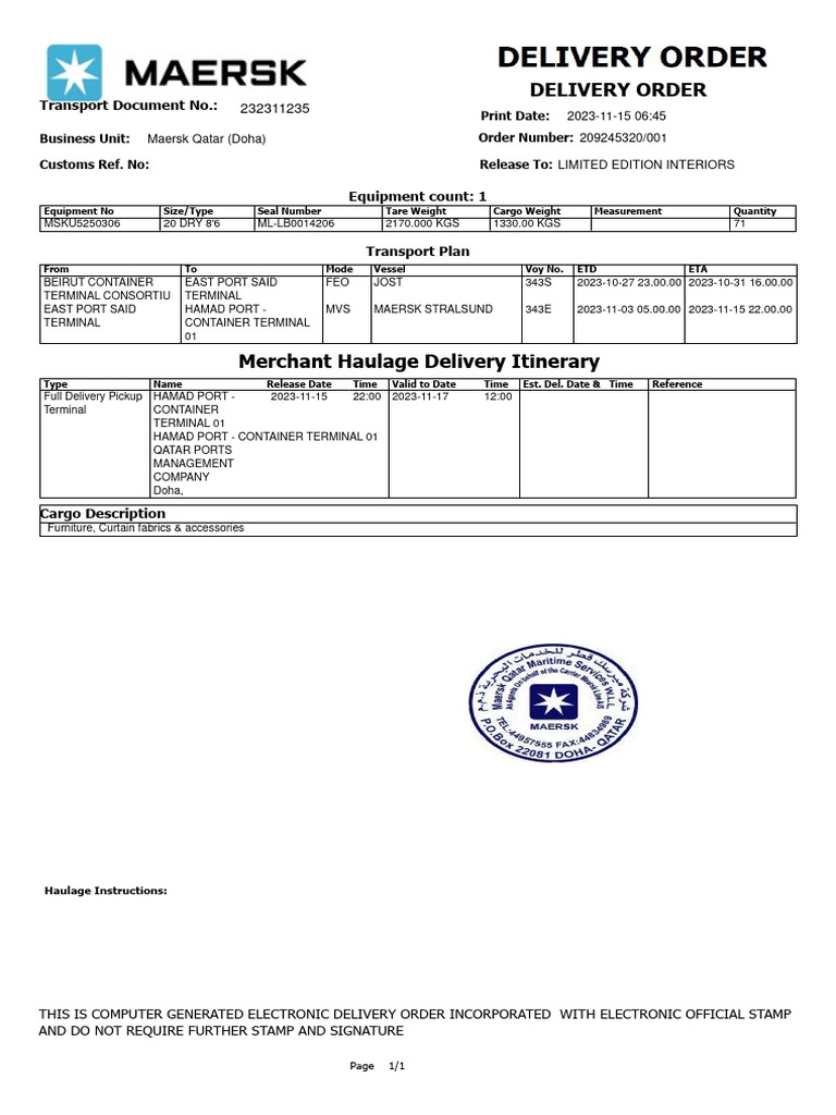 Do Limited Edition | PDF | Bill Of Lading | Cargo