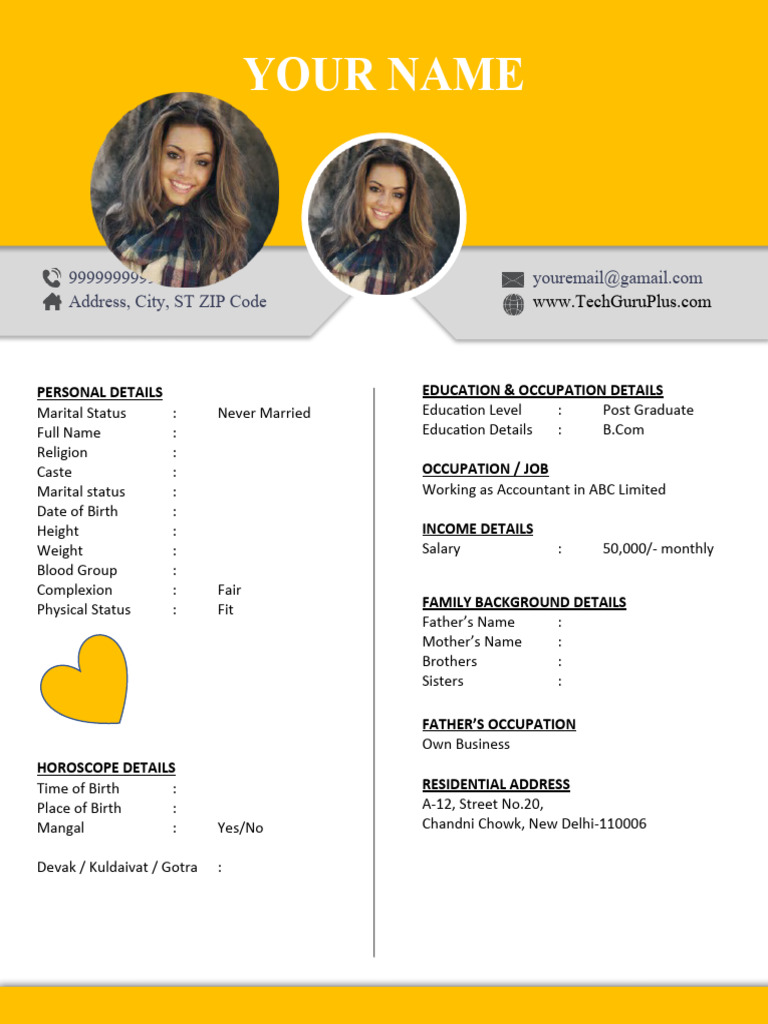 8 Marriage Biodata Format Word | PDF
