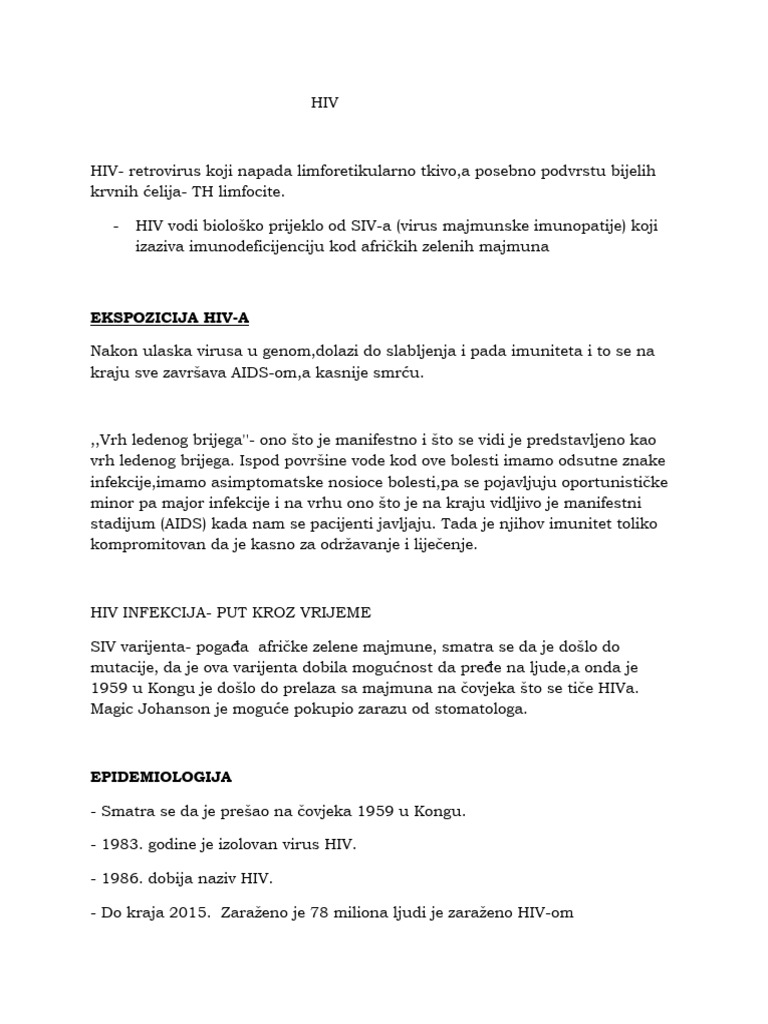 Ekspozicija Hiv-A | PDF