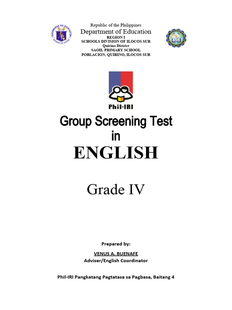 Phil-IRI Pre-Test (Filipino 4) | PDF