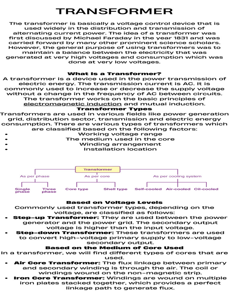 TRANSFORMER | PDF | Transformer | Electromagnetic Induction