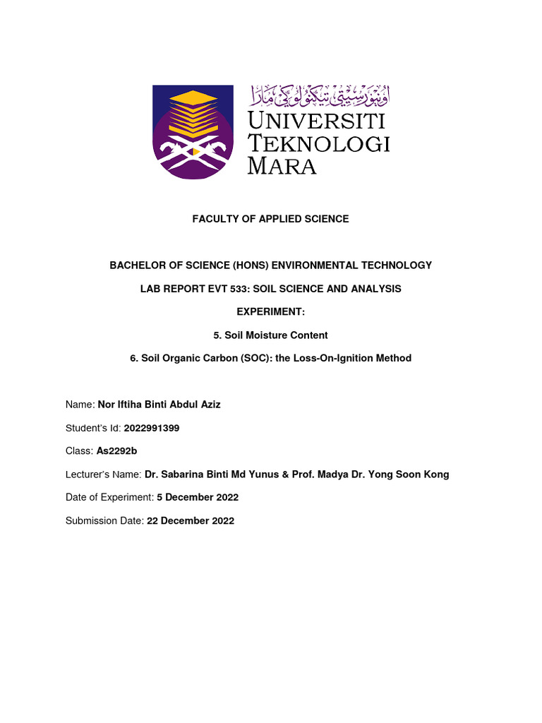 Report 3 (Exp 5 & 6) - Nor Iftiha (As2292b) | PDF | Soil | Plant Nutrition