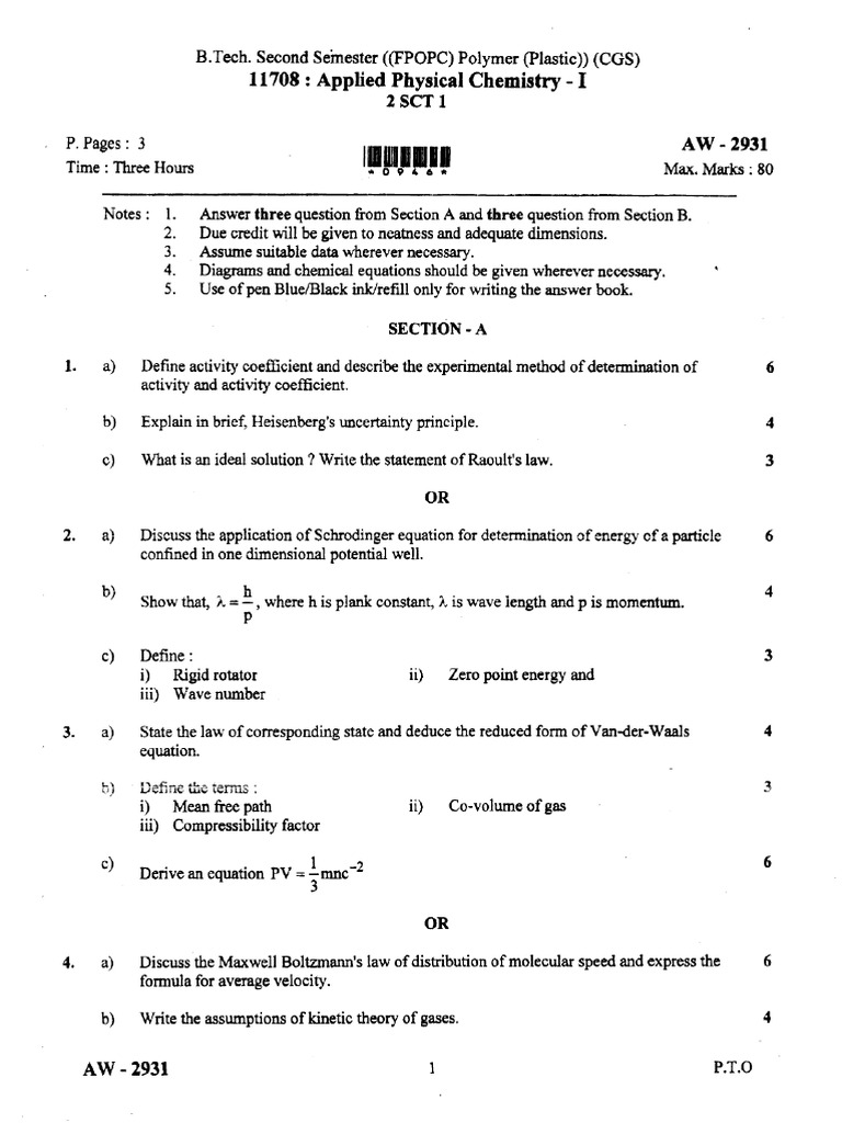 Btech 2 Sem Fpopc Poly Plast Applied Physical Chemistry 1 S 2019 | PDF | Process Engineering ...