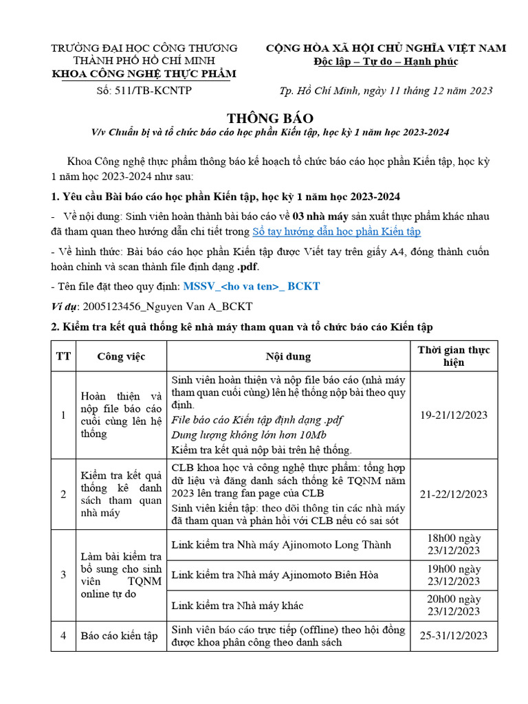 Ke Hoach Bao Cao HP Kien Tap HK1 23-24 | PDF