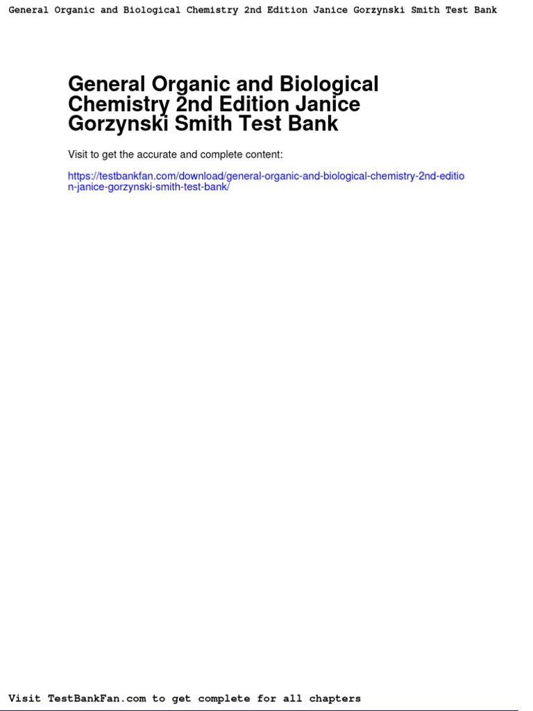 General Organic and Biological Chemistry 2nd Edition Janice Gorzynski ...