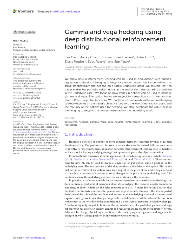 Gamma and Vega Hedging Using Deep Distributional R | PDF | Greeks ...