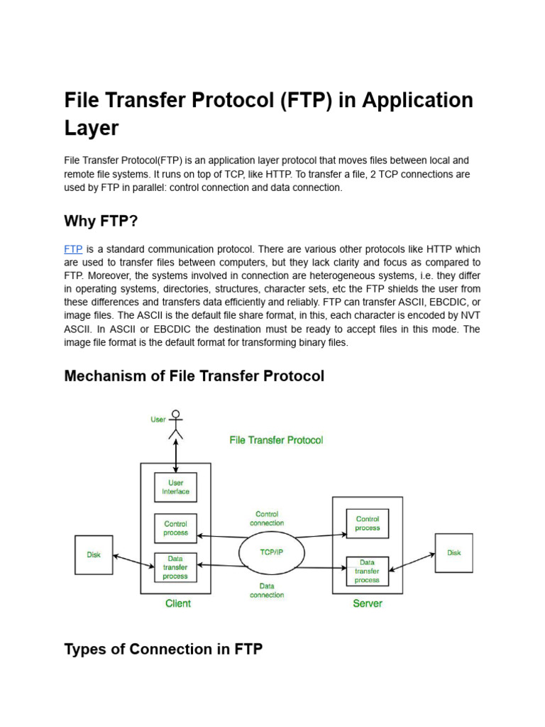 File Transfer Protocol (FTP) in Application Layer | PDF | File Transfer Protocol | Computer ...