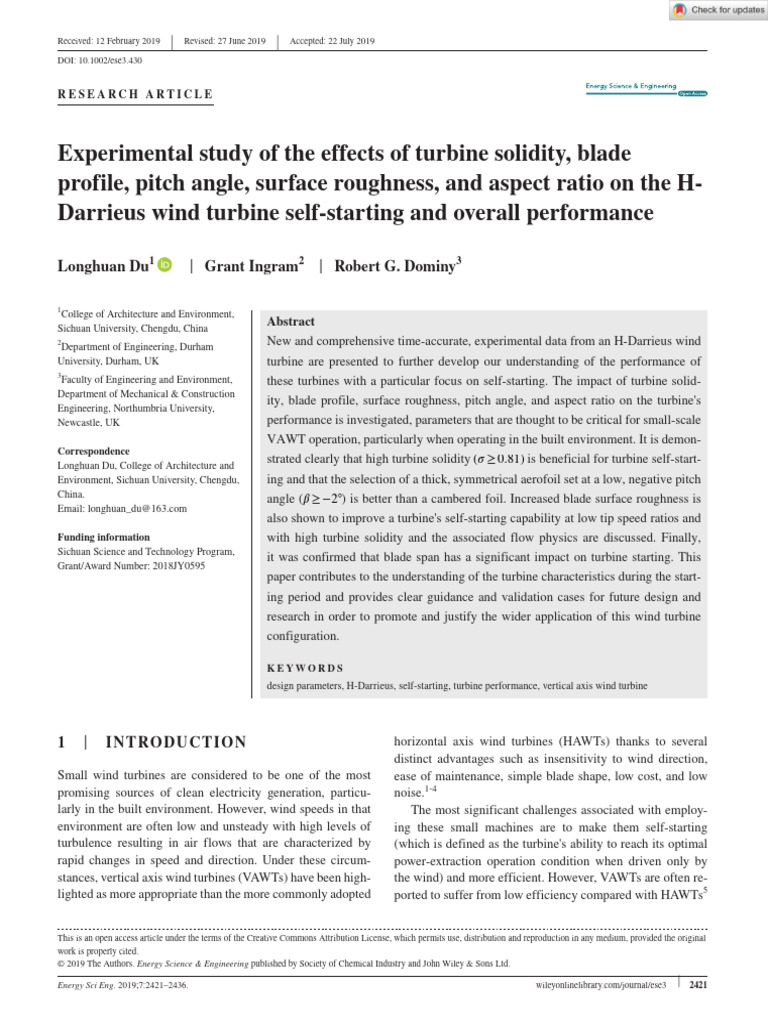 Solidity, Blade Profile, Pitch Angle, Surface Roughness | PDF | Wind ...