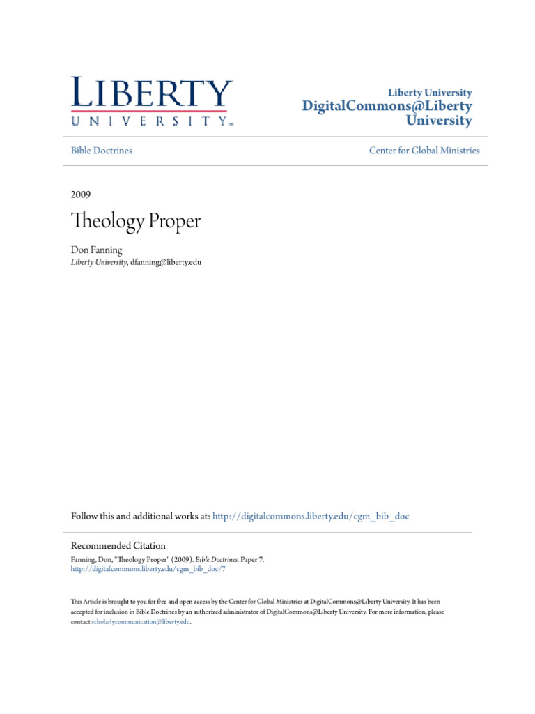 Theology Proper The Doctrine of God | PDF | Trinity | God The Father