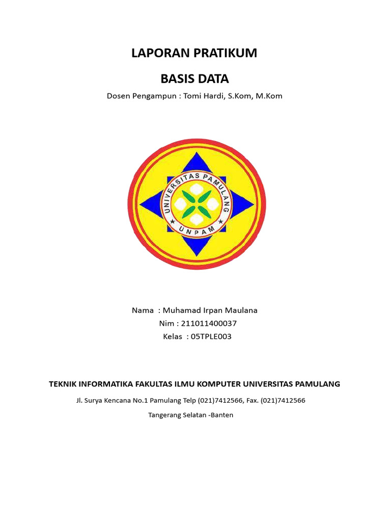 Laprak-Basis Data-211011400037-Muhamad Irpan Maulana-P9 | PDF