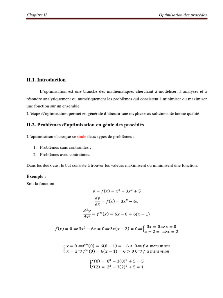 Chapitre II 1 | PDF | Optimisation mathématique | Mathématiques appliqués