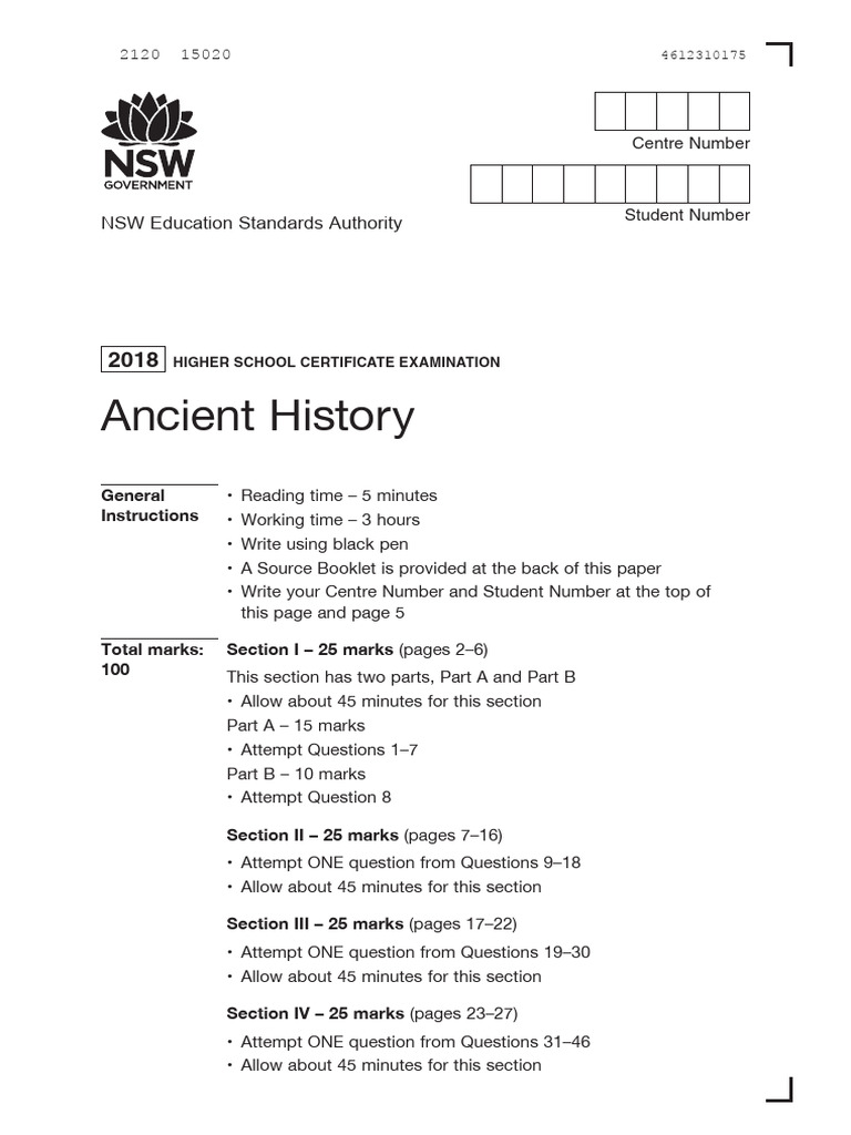 2018 HSC Ancient History Exam Guide | PDF | Ancient Greece | Achaemenid ...