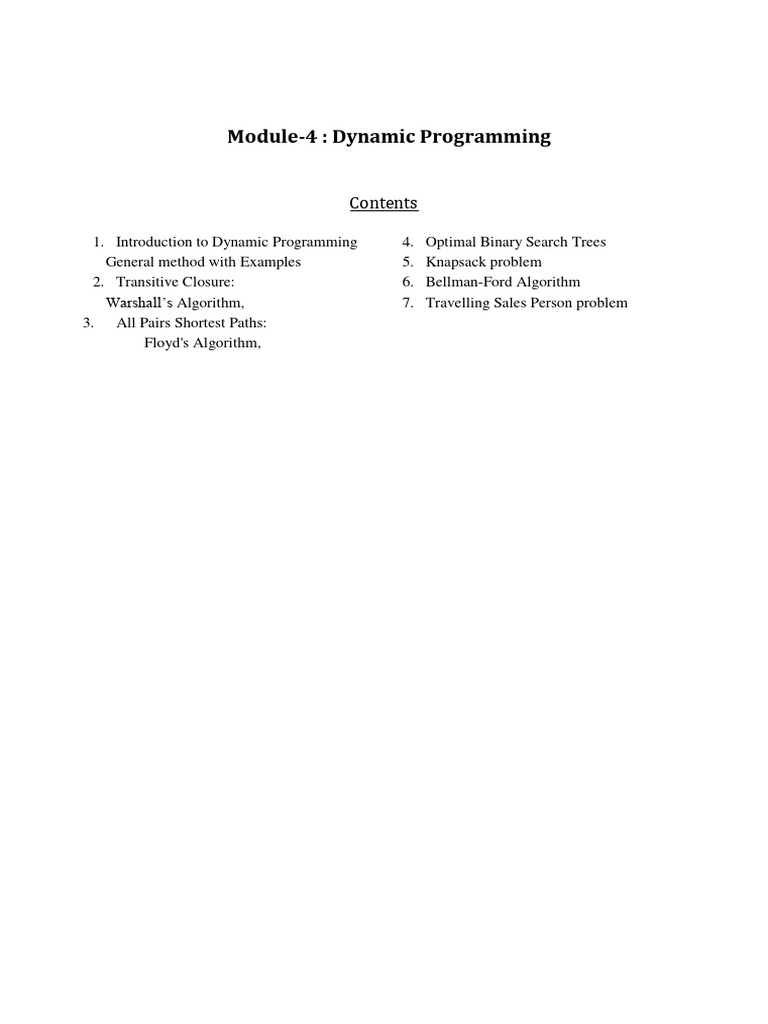 DAA Module 4 - NOTES | PDF | Dynamic Programming | Applied Mathematics