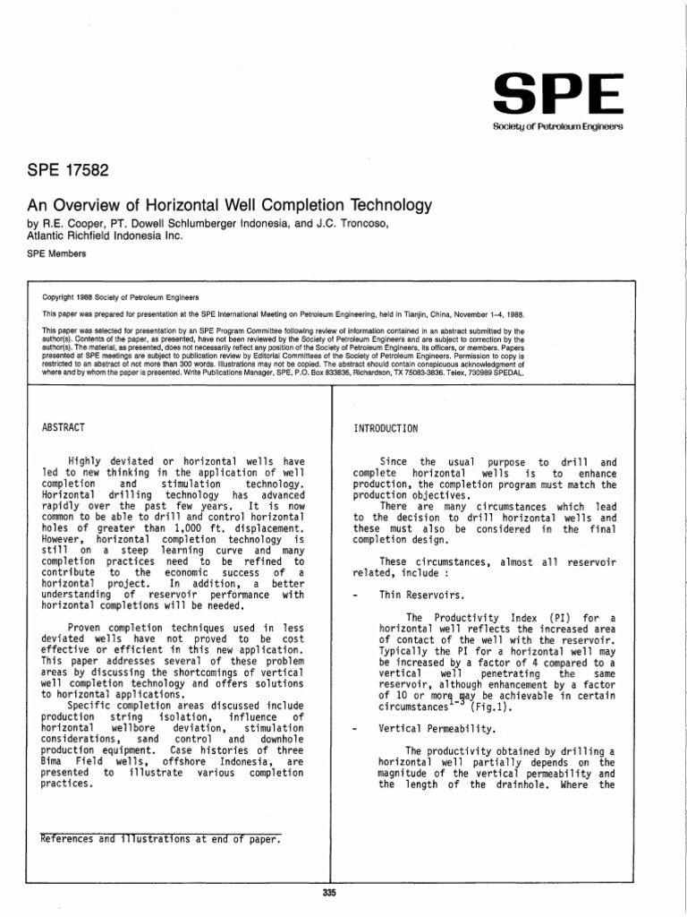 An Overview of Horizontal Well Completion Technology | PDF | Casing ...