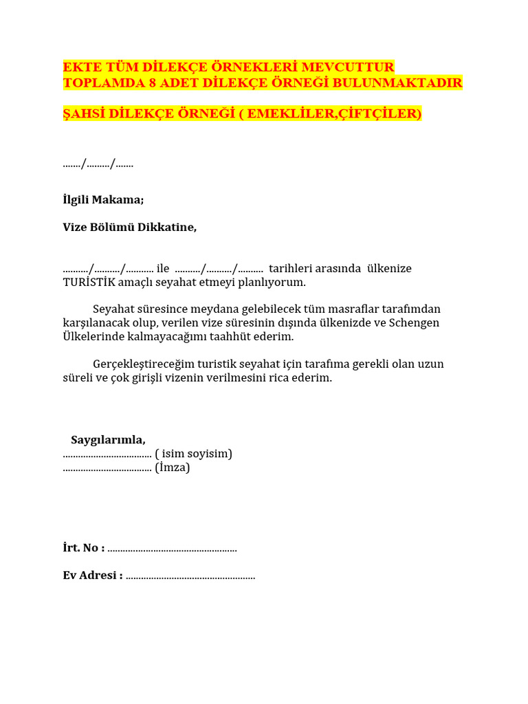 Turkce Dilekce Ornekleri 4 | PDF