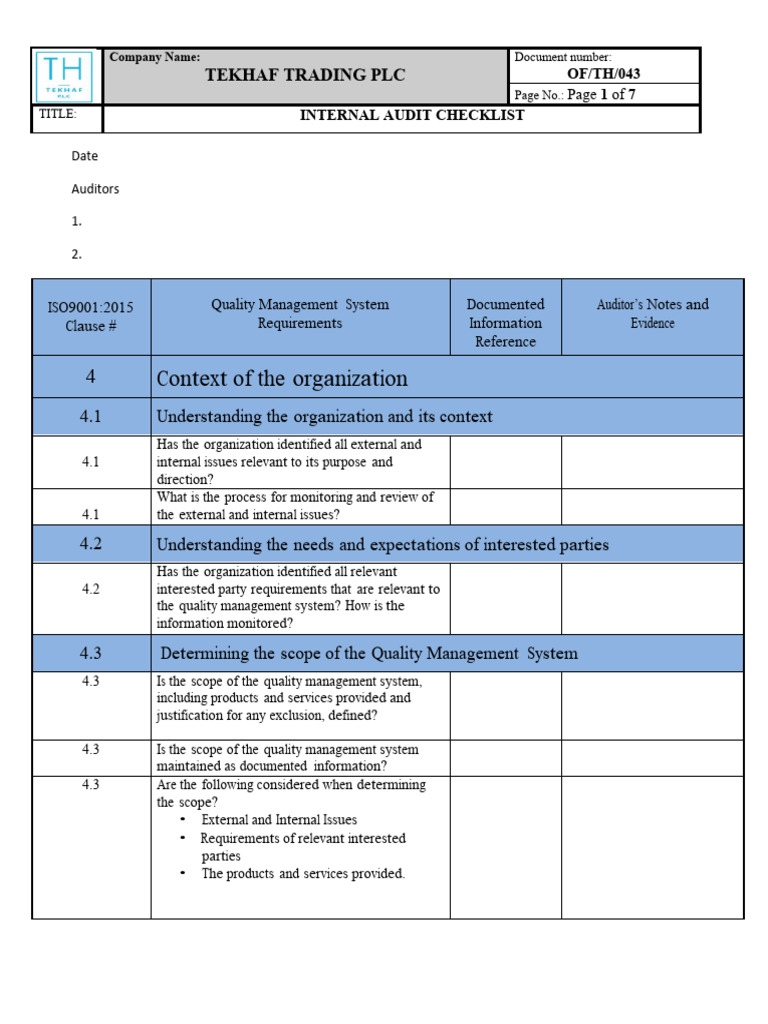 Checklist For QMSC | PDF | Audit | Iso 9000