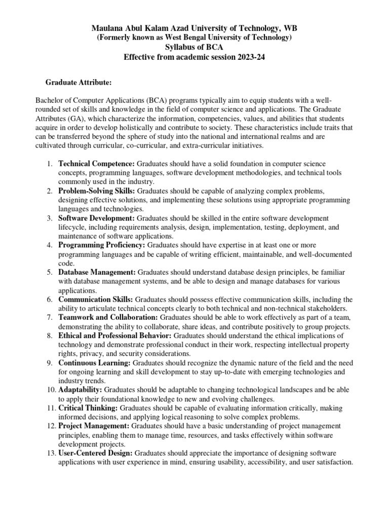 Bca Curricullum | PDF | Computer Programming | Databases