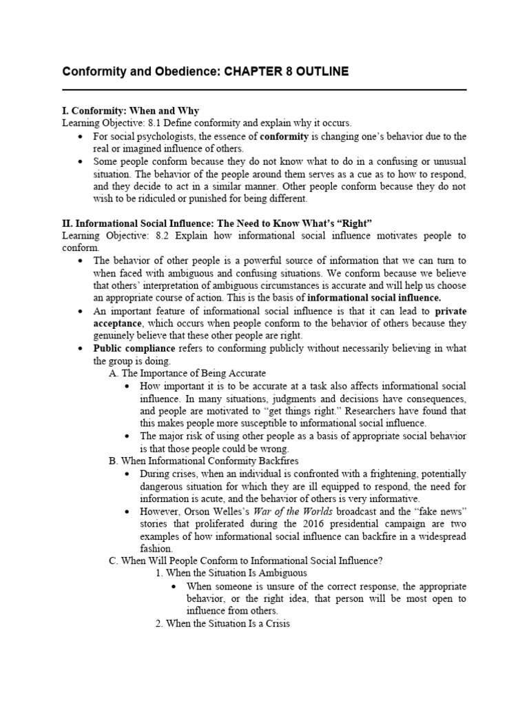 Chapter 8 - Conformity and Obedience-2 | PDF | Conformity | Obedience ...