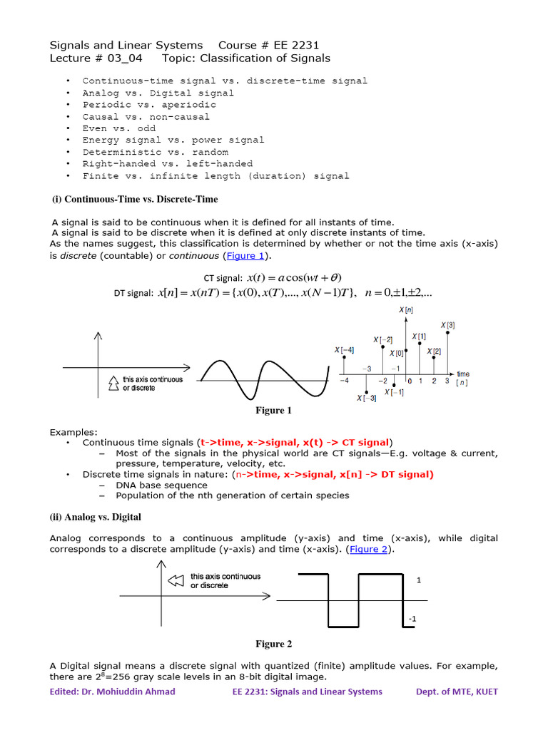 Lecture03 - 04 - EE2231 - Classification of Signals | PDF | Discrete ...