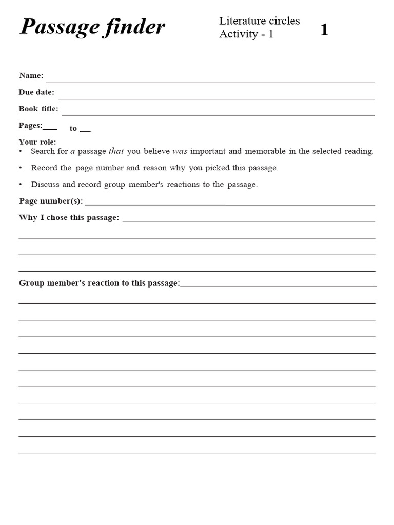 Literature Circles Activities Guide | PDF
