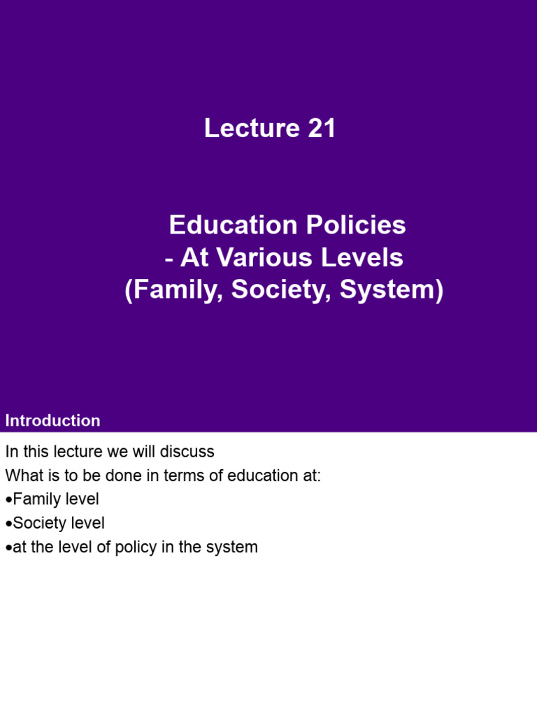 L21 - Education Policies and Systems 07042020 | PDF | Learning | Cognition