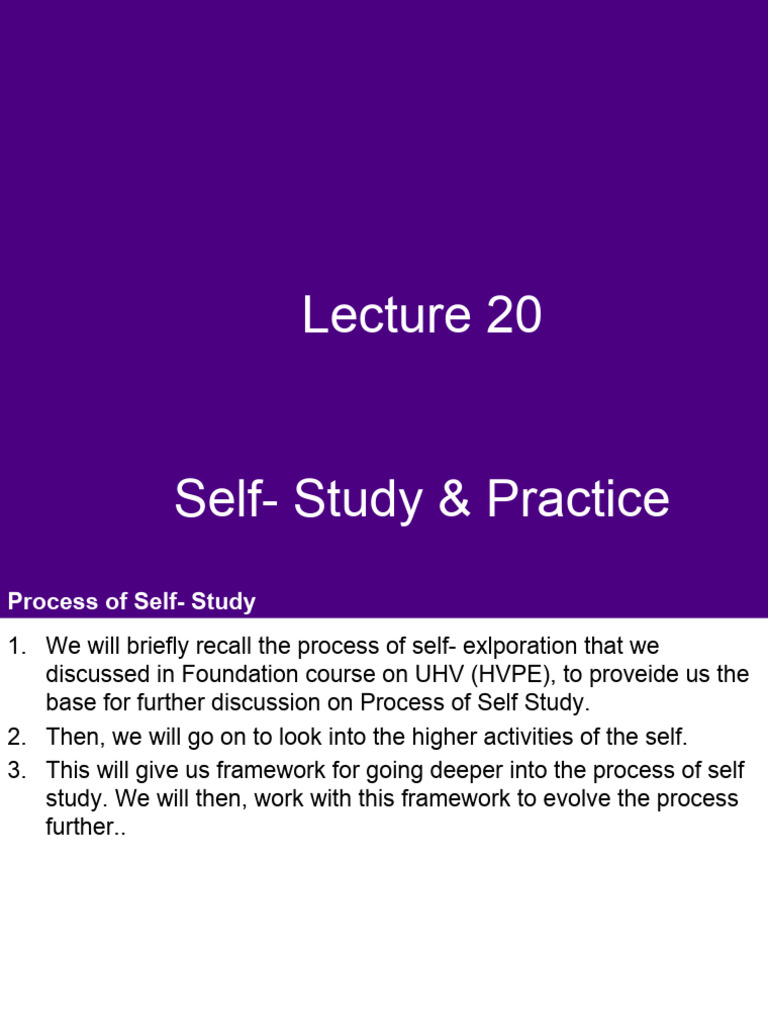 L20-Self - Study Practice | PDF | Thought | Reality