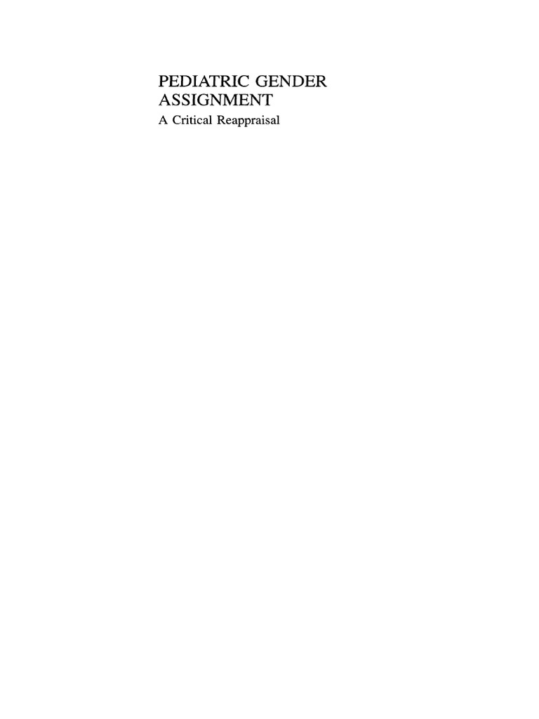 Pediatric Gender Assignment - A Critical Reappraisal PDF | PDF | Sex ...