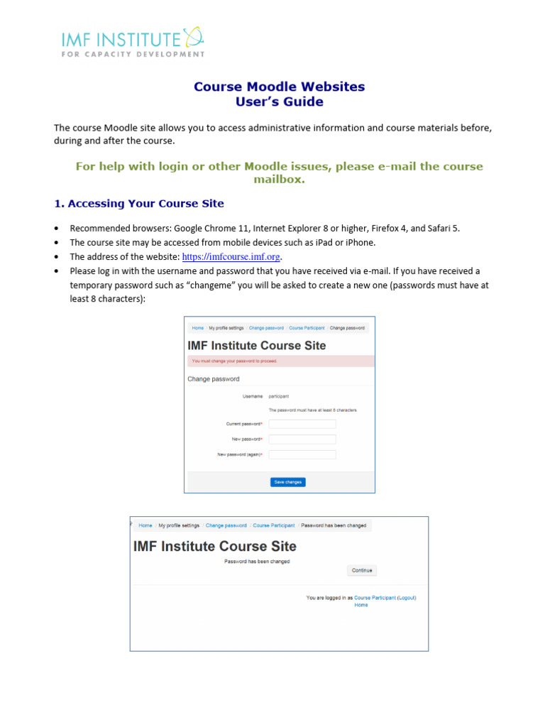 Moodle 2.5 User Guide For Participants | PDF | Password | Internet Forum