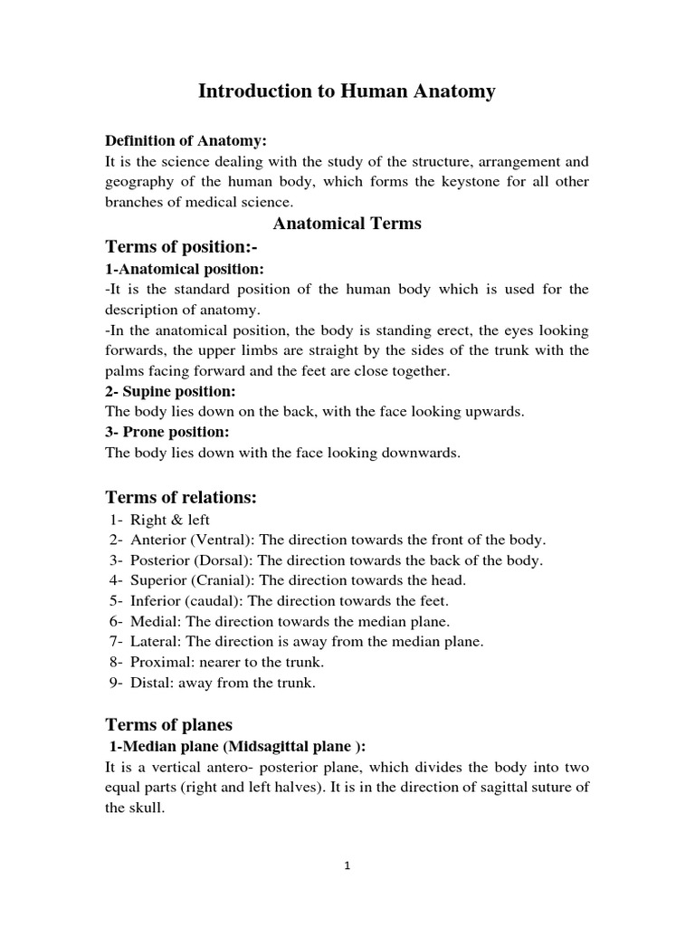 Introduction To Human Anatomy | PDF | Anatomical Terms Of Motion ...