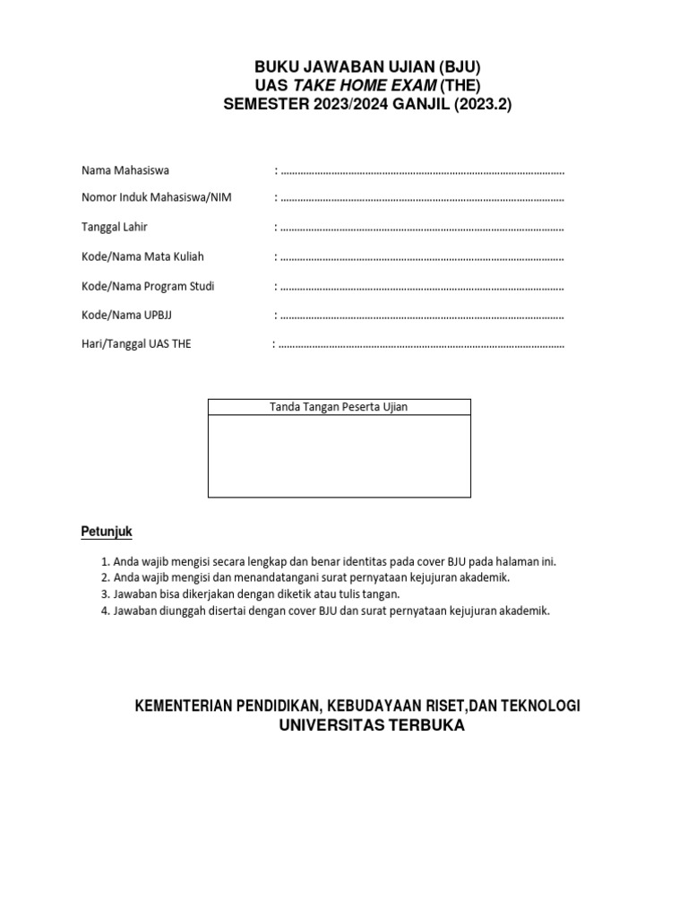 Panduan UAS Take Home Universitas Terbuka | PDF | Seni