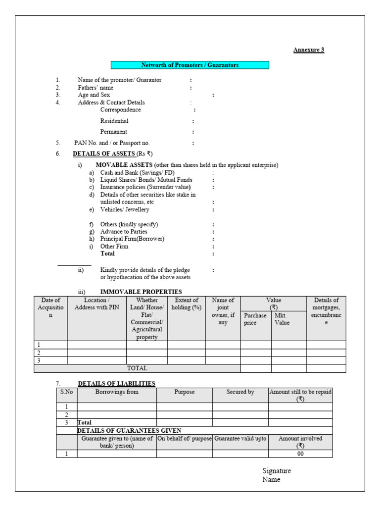 Net Worth Certificate Formet | PDF | Equity (Finance) | Net Worth