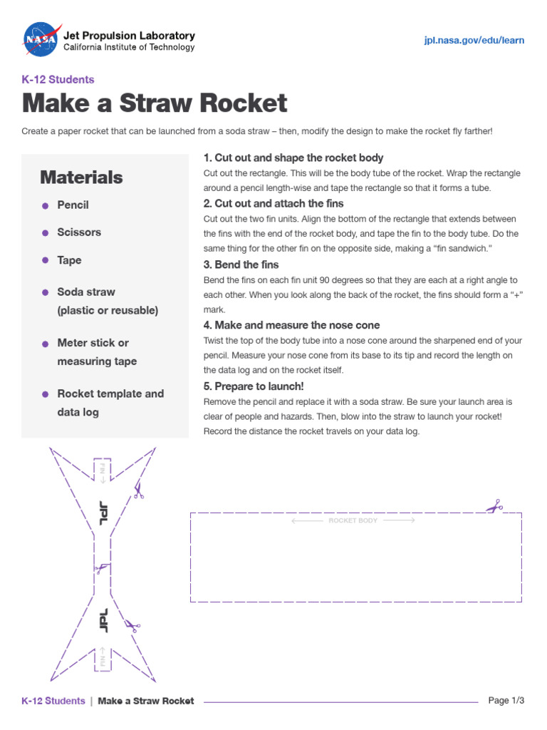 Strawrocket Worksheet | PDF | Rocket | Spacecraft