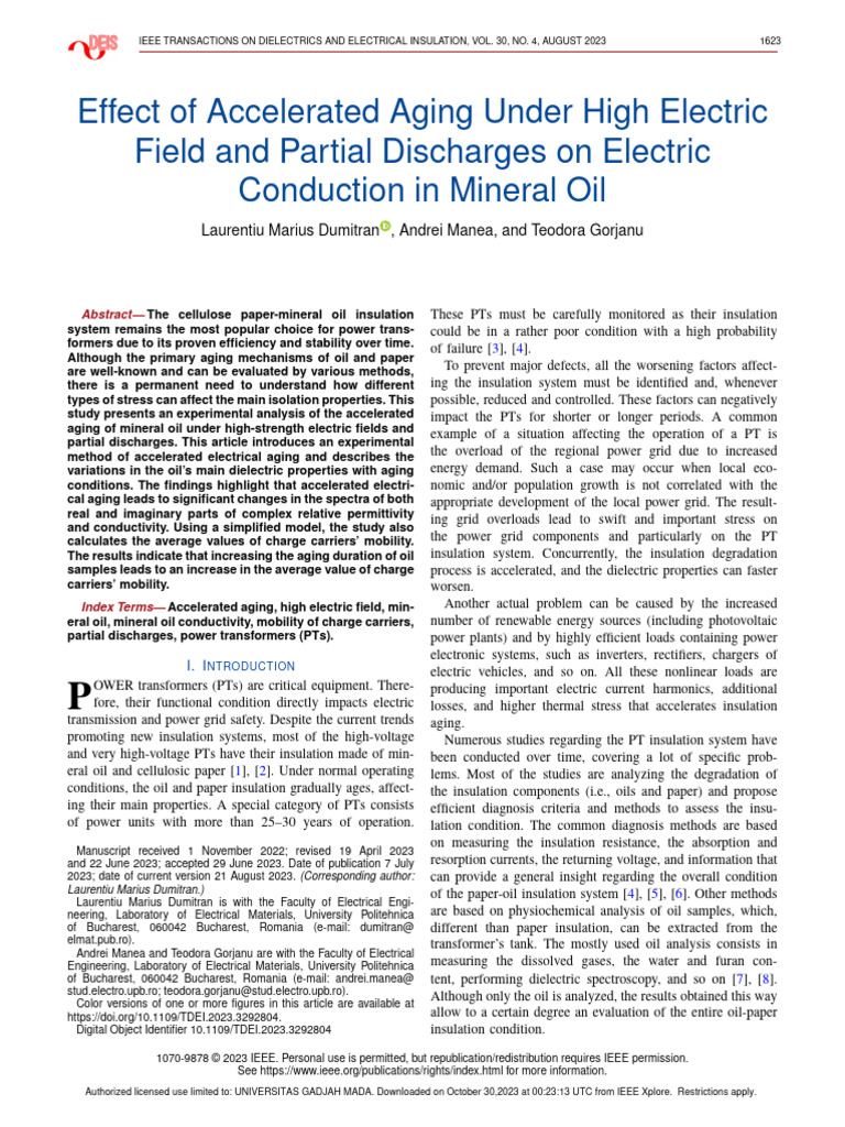 Effect of Accelerated Aging Under High Electric Field and Partial Discharges On Electric ...