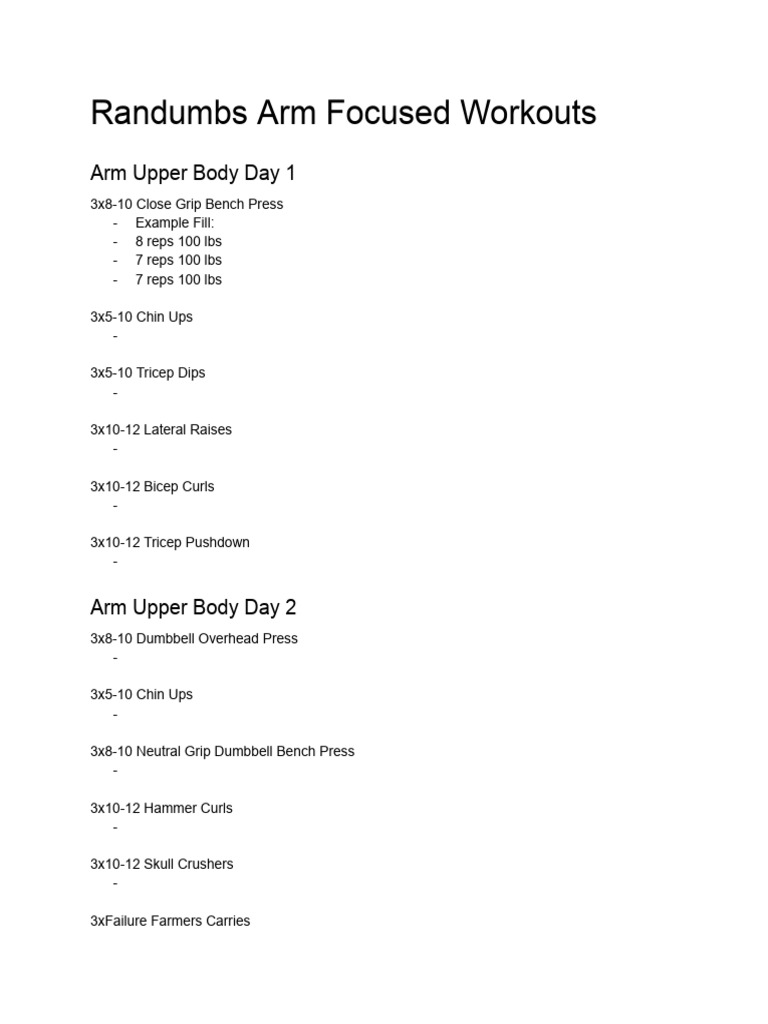 Randumbs Arm Focused Workouts | PDF