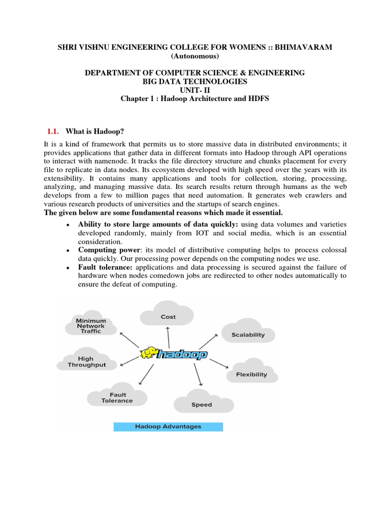 02 Unit-II Hadoop Architecture and HDFS | PDF | Apache Hadoop | Map Reduce