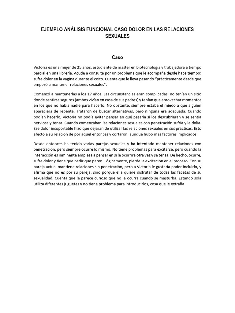 Ejemplo Análisis Funcional Caso Dolor en Las Relaciones Sexuales | PDF ... Ejemplo Análisis Funcional Caso Dolor en Las Relaciones Sexuales | PDF ...